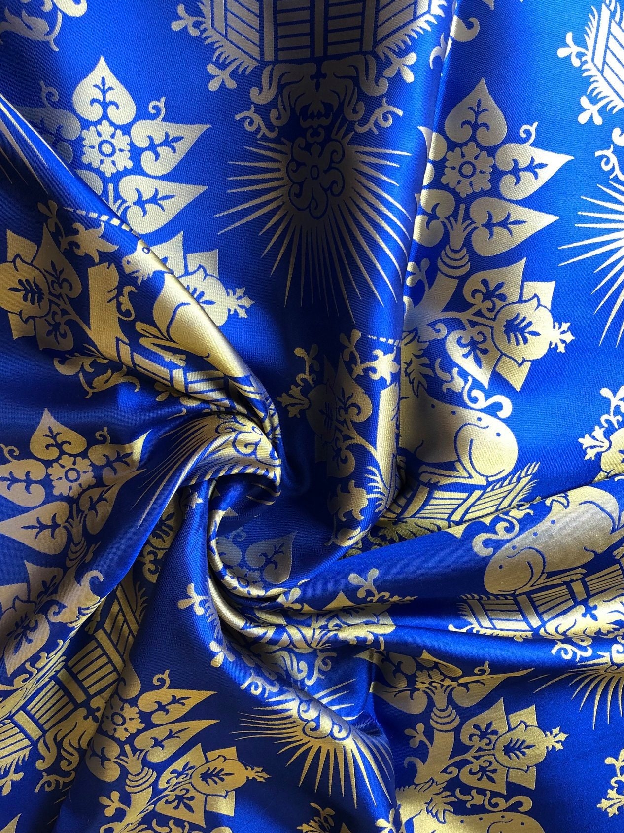 5 Meters 100% Natural Silk Medieval Vestment Fabric Damask Brocade 14 ...