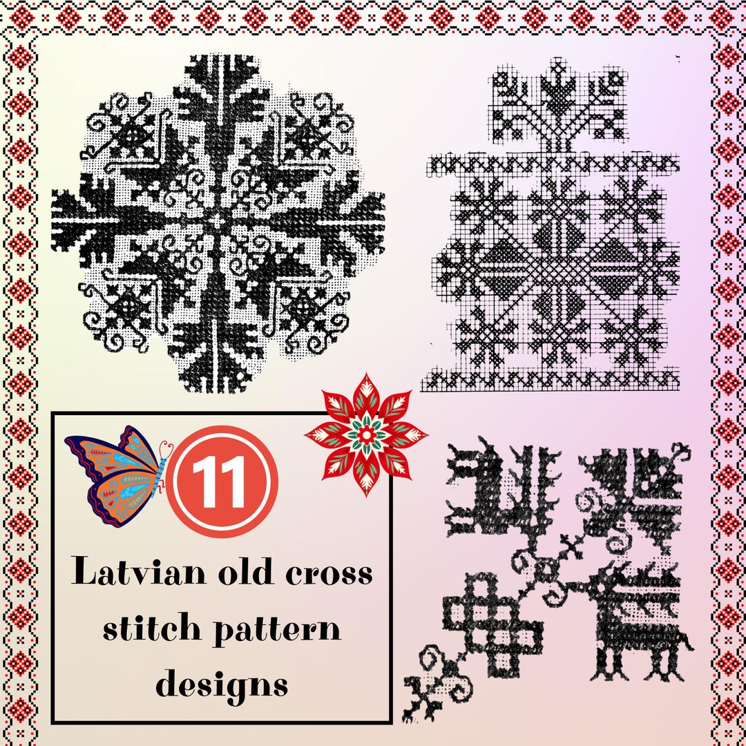 Latvian Old Cross Stitch Pattern Designs, Latvian Patterns for ...
