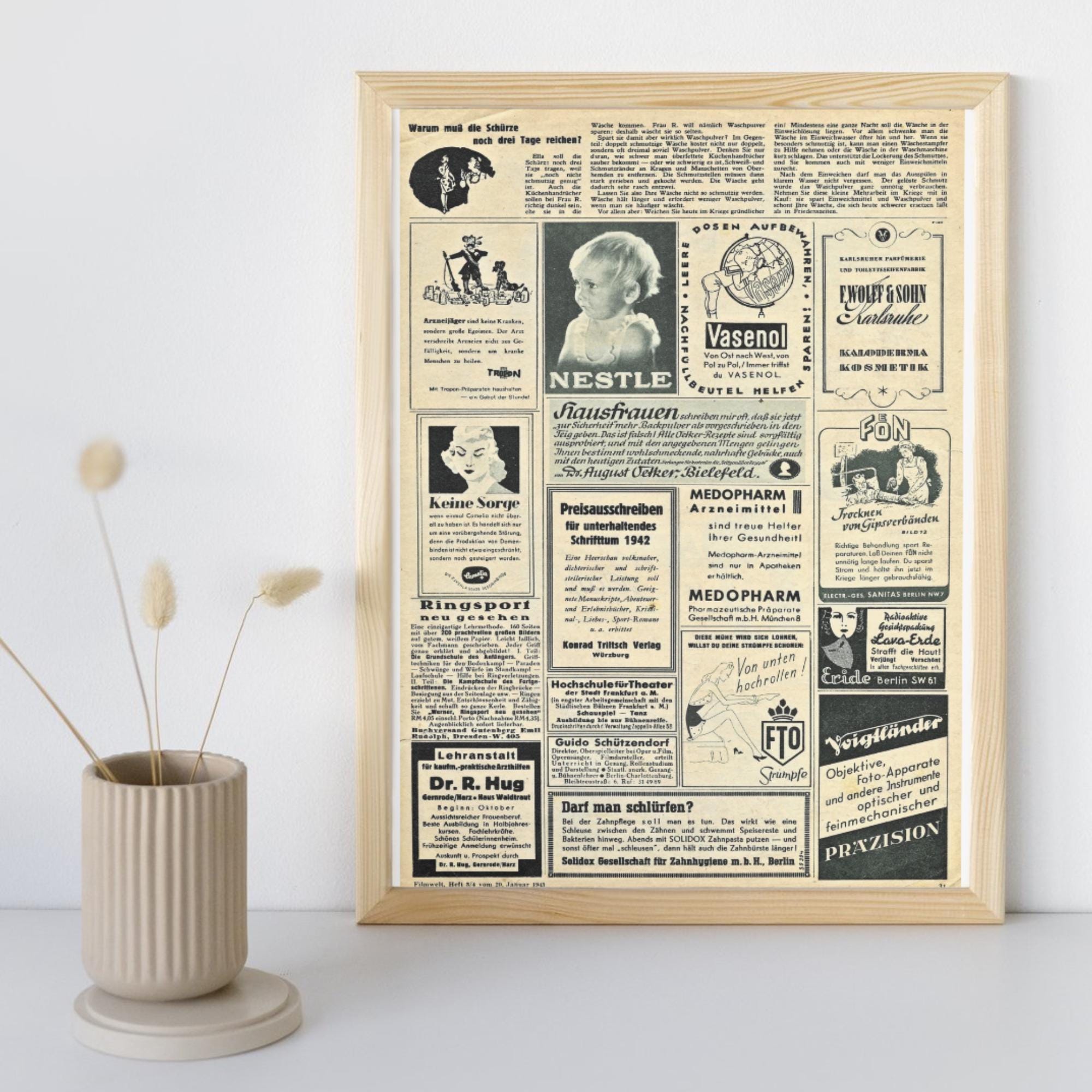 Vintage Magazine Advertisements Pages, Vintage Wall Art, Early 20th ...