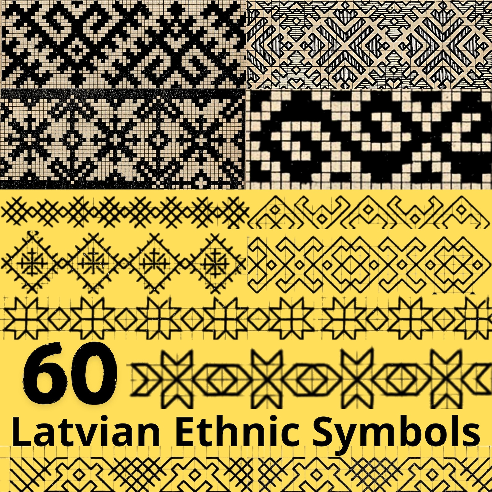 Latvian Patterns for Embroidery, Vintage Needlework, Latvian Ethnic ...