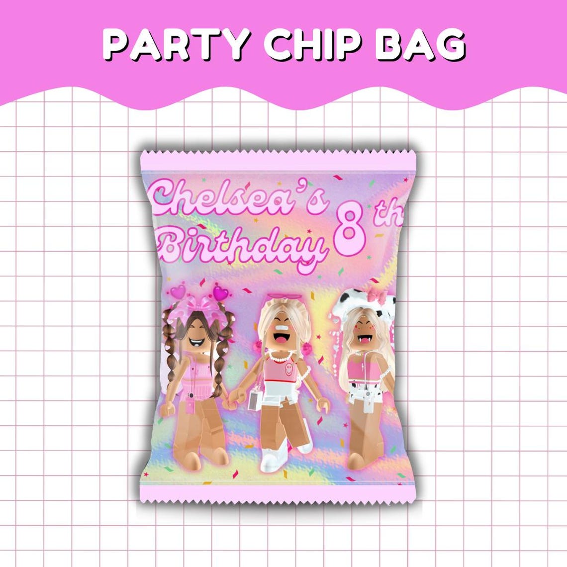 Roblox Chip Bag Template, Roblox Party Decor, Roblox Chip Bag, Roblox ...