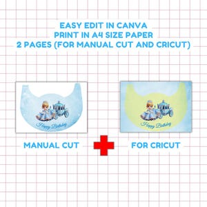 Blue Princess Party Hat Canva Template Editable Princess Birthday Hat ...