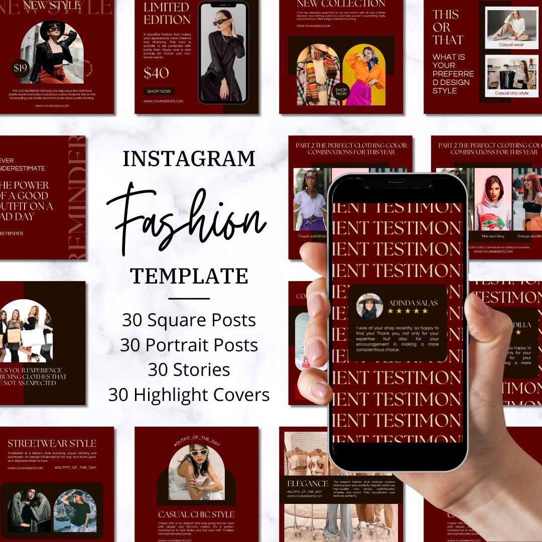 Instagram Posting Template Fashion Brand Maroon Theme Social Media ...