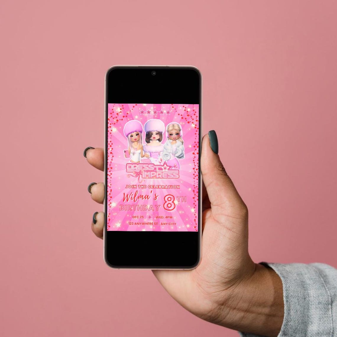 Roblox Dress to Impress Party Invitation, Roblox Invitation, Roblox ...