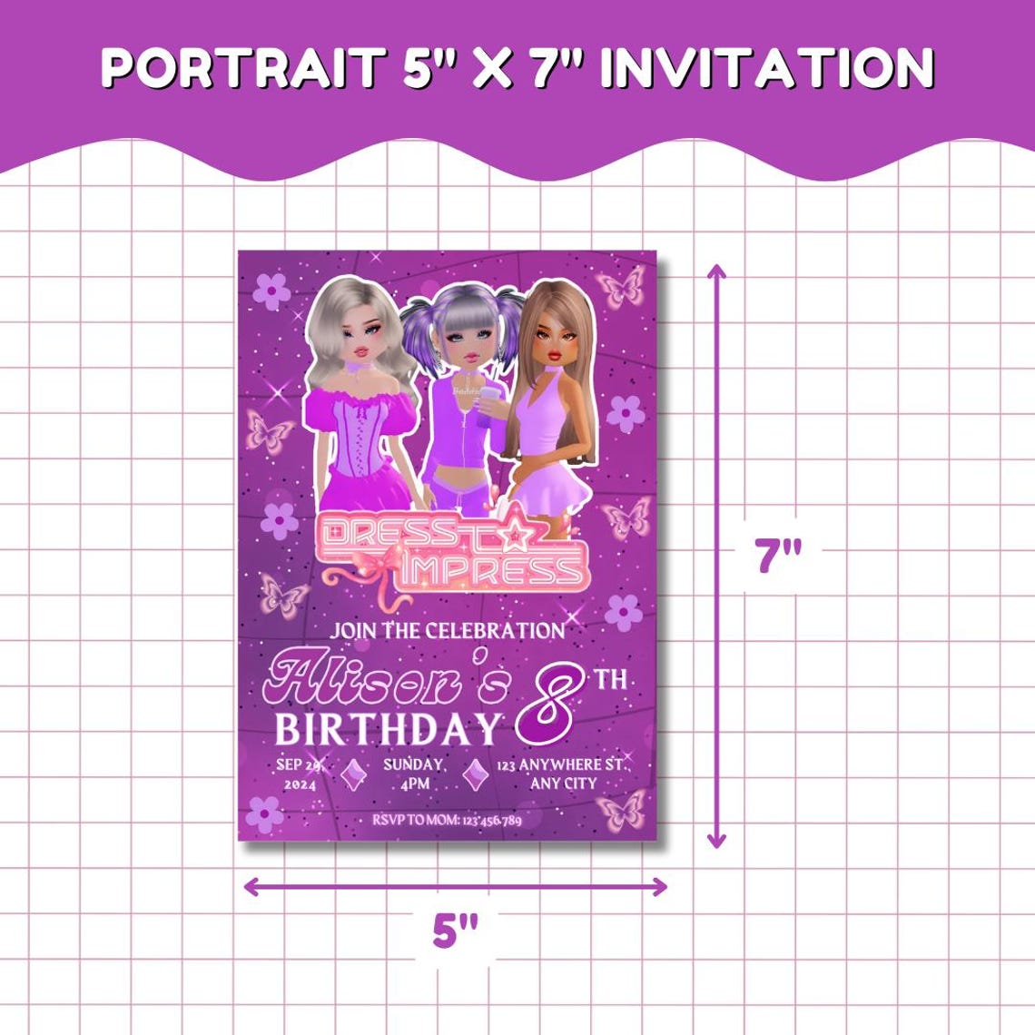 Roblox Dress to Impress Party Invitation, Roblox Invite, Roblox ...