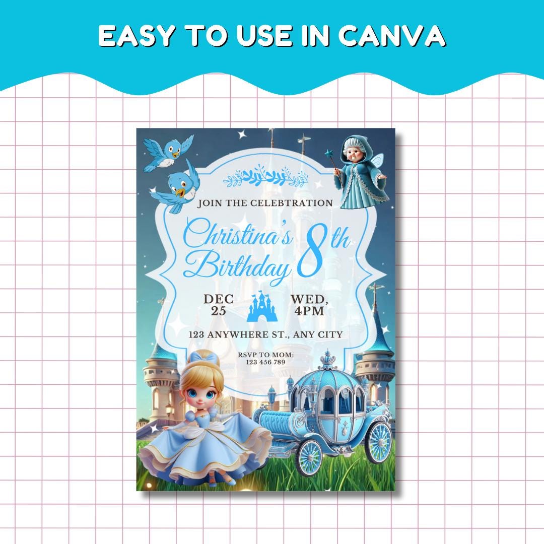 Princess Themed Invitation Template, Princess Birthday Invitation ...