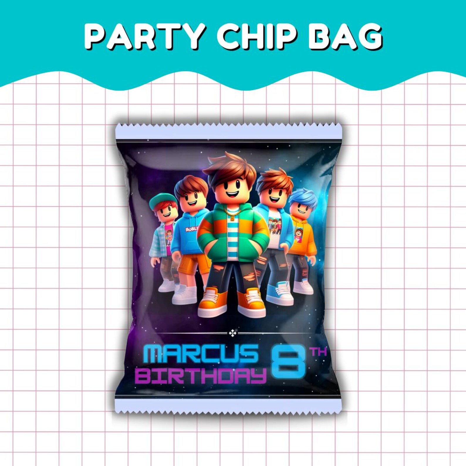 Roblox Boys Chip Bag Template, Roblox Party Chip Bags, Party Chip Bags ...