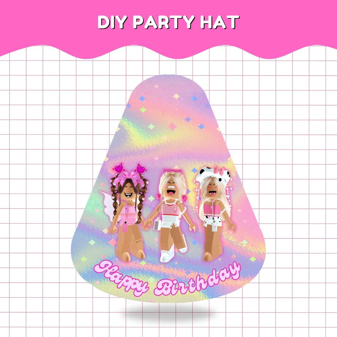 Roblox GFX Girl Party Hat Template, Roblox Decor, Roblox Birthday ...