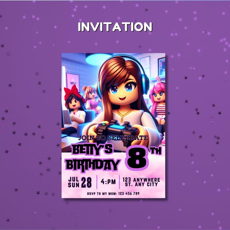 Roblox Gamer Girl Party Favor Bundle for Canva Editable for Roblox ...