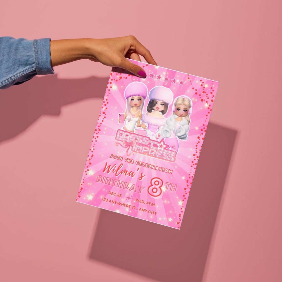 Roblox Dress to Impress Party Invitation, Roblox Invitation, Roblox ...