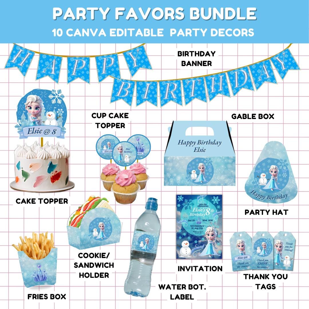 Princess Birthday Party Favor, Princess Party Favor Bundle Template ...