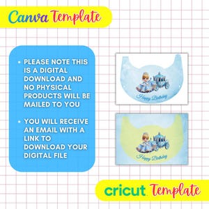Blue Princess Party Hat Canva Template Editable Princess Birthday Hat ...