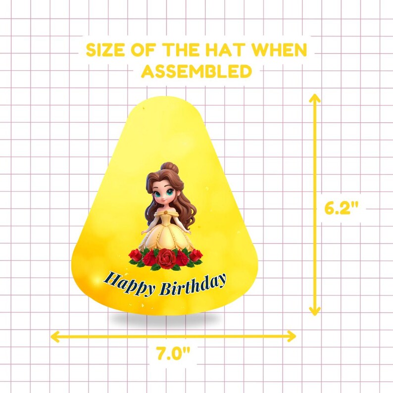 Editable Princess Bell Birthday Party Hat Template Beauty Princess Hat ...