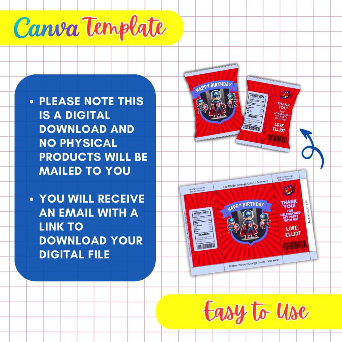 Chip Bag Printable Superhero Theme Decorations Superhero Birthday Party ...