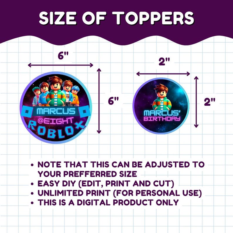 Roblox Group of Boys Cake Topper for Roblox Printable Decorations ...