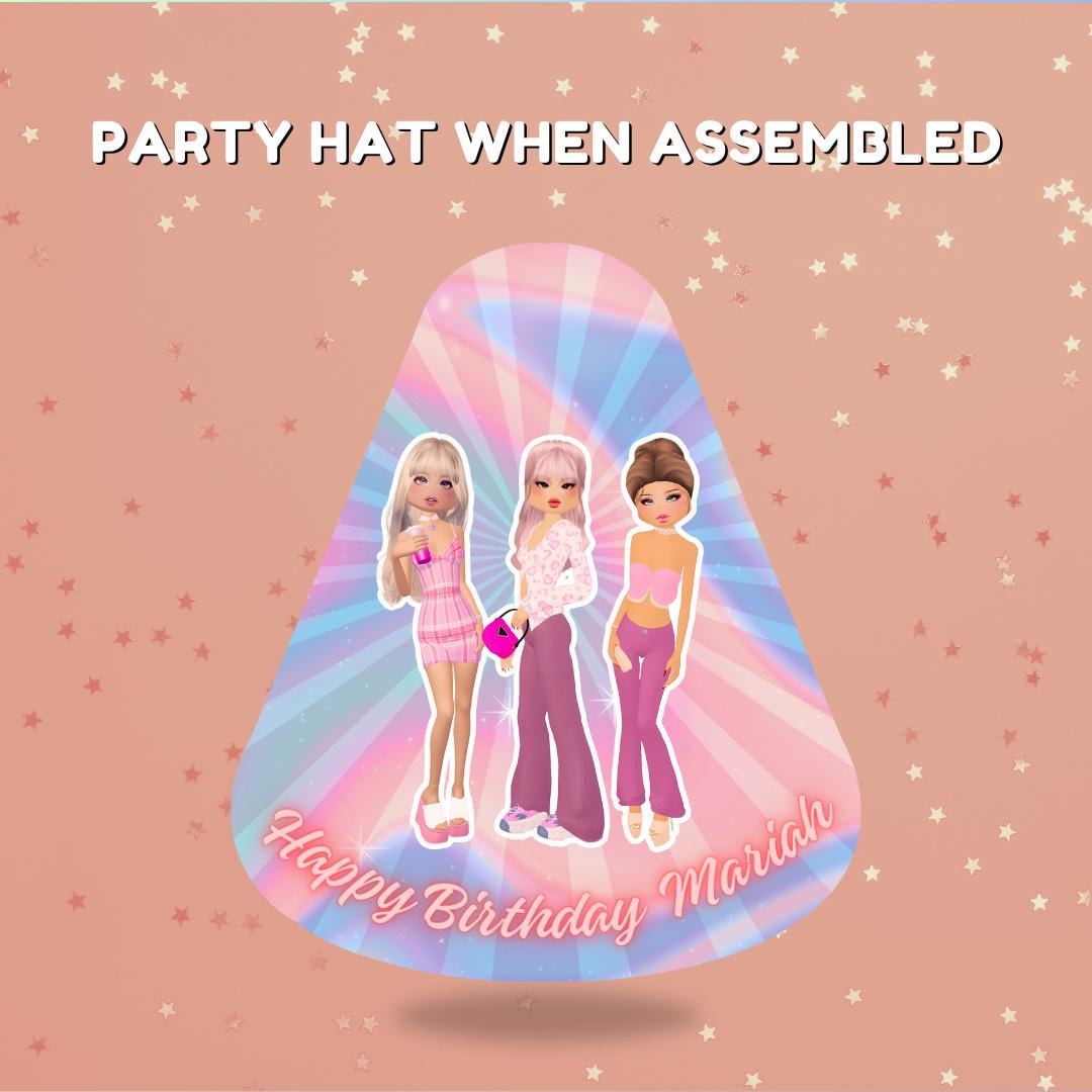 Dress to Impress Roblox Party Hat, Roblox Decor, Roblox Birthday ...