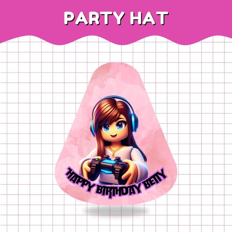 Roblox Gamer Girl Party Favor Bundle for Canva Editable for Roblox ...