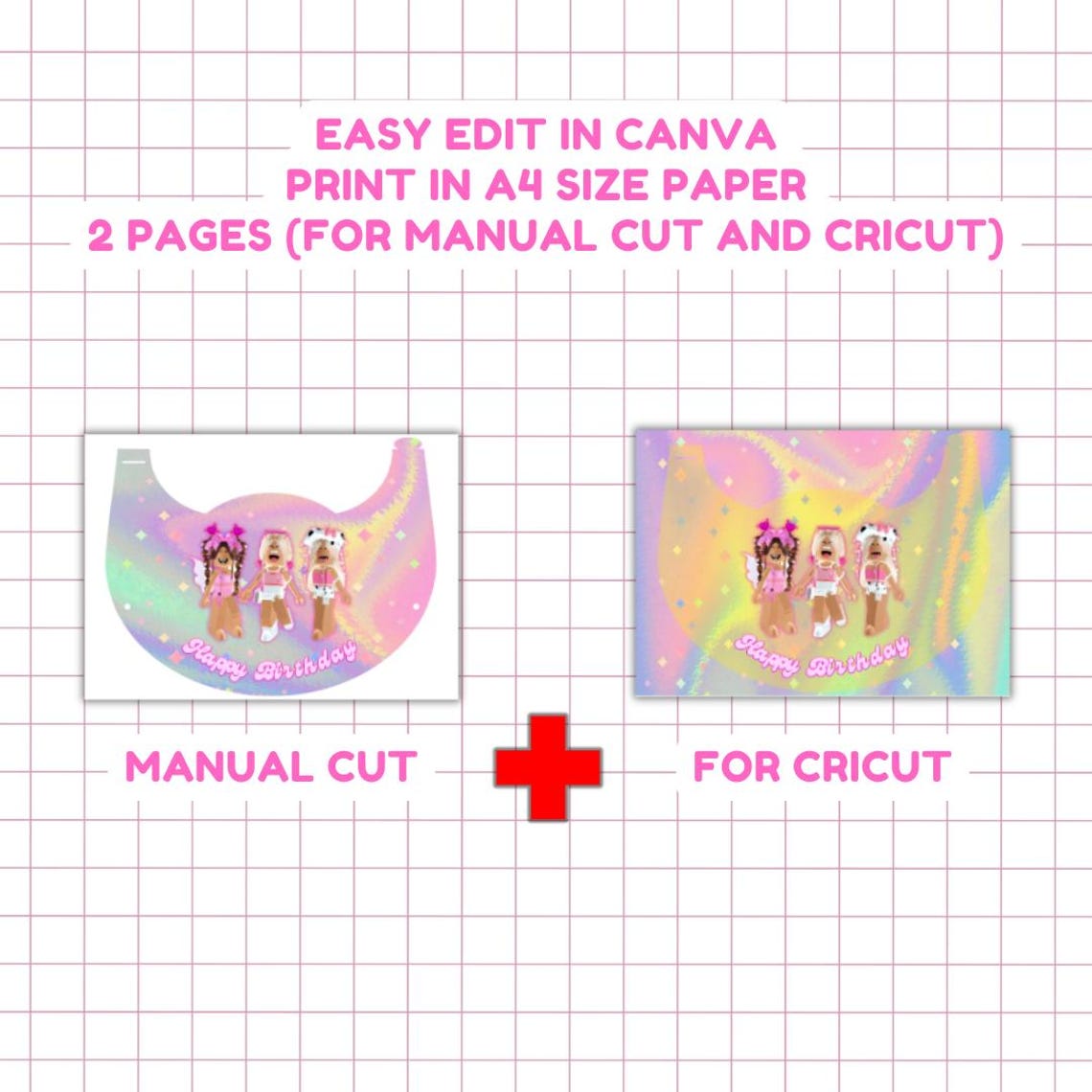 Roblox GFX Girl Party Hat Template, Roblox Decor, Roblox Birthday ...