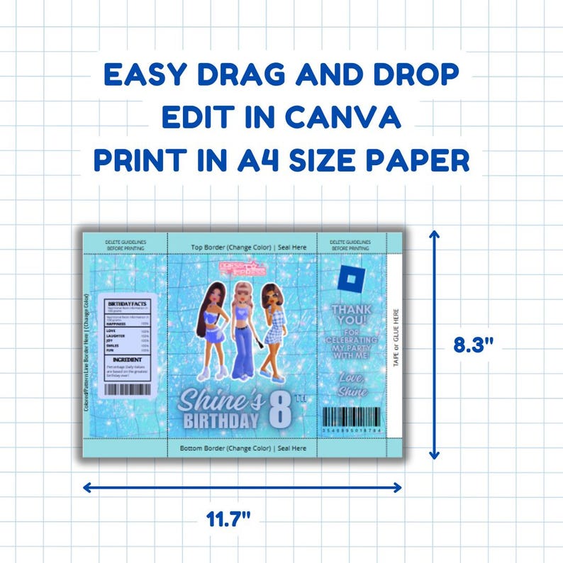 Roblox Party Favor Chip Bag Template, Roblox Party Chip Bags, Party ...