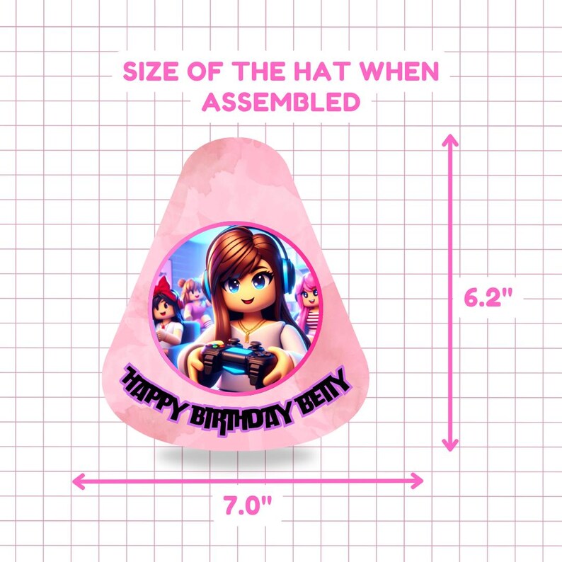 Roblox Gamer Girl Party Hat Template, Roblox Decor, Roblox Birthday ...