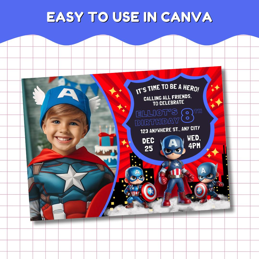 Superhero Photo Invitation Template, Photo Invitation, Photo Invitation ...