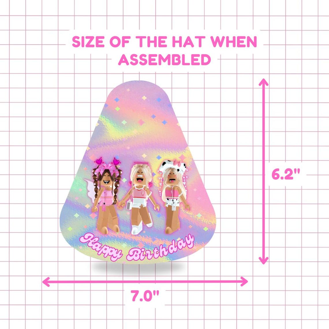 Roblox GFX Girl Party Hat Template, Roblox Decor, Roblox Birthday ...