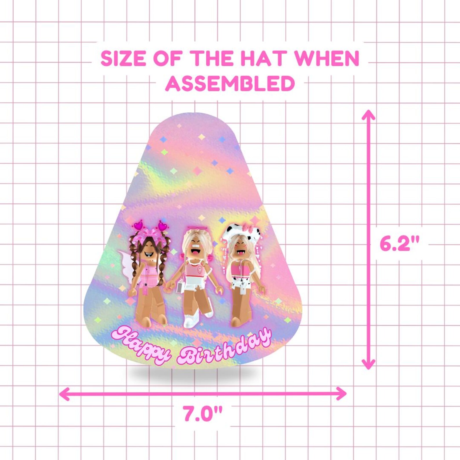 Roblox GFX Girl Party Hat Template, Roblox Decor, Roblox Birthday ...