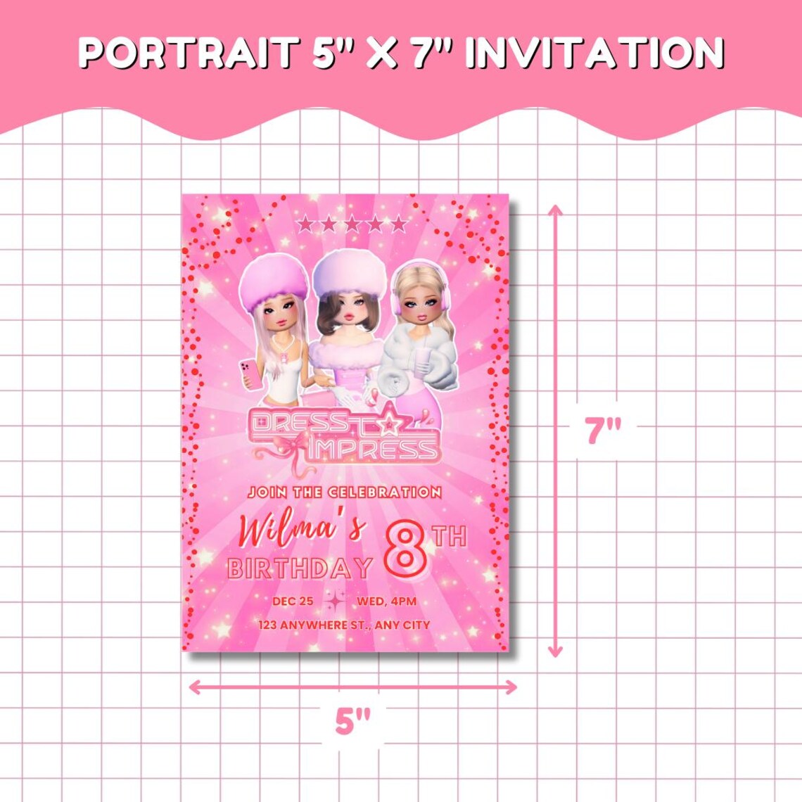 Roblox Dress to Impress Party Invitation, Roblox Invitation, Roblox ...