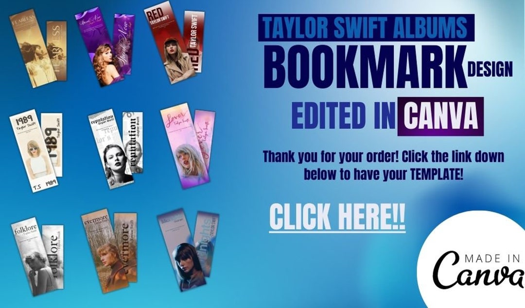 Taylor Swift Albums Bookmark Template - Etsy