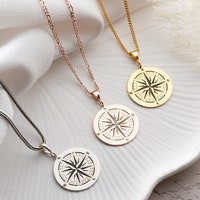 Silver Compass Necklace Dainty Coordinate Necklace for Adventurer ...