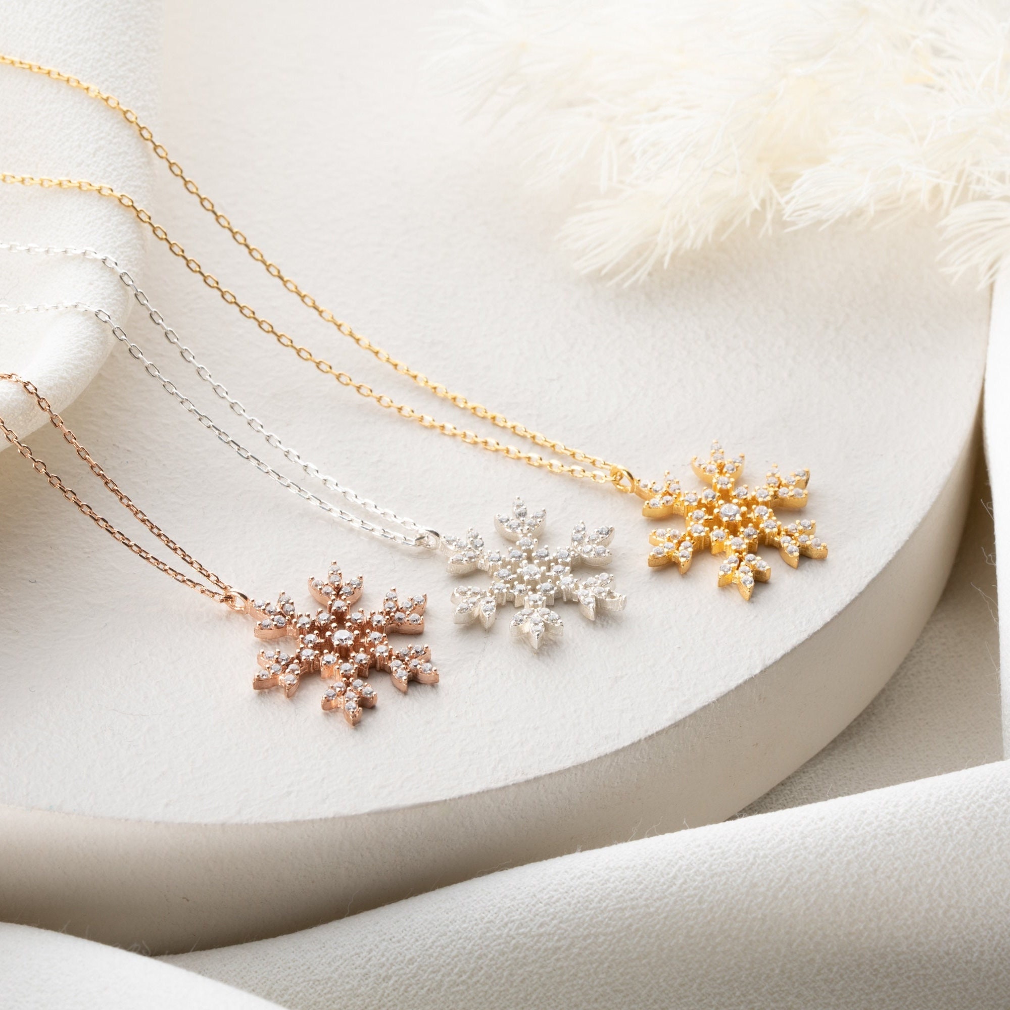 Silver Snowflake Necklace Sterling Silver Snowflake Charm Winter ...