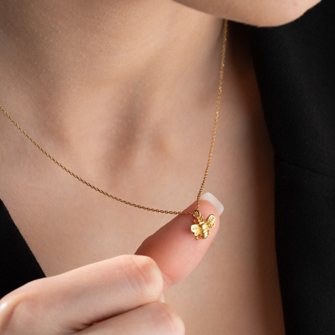 Gold Bee Necklace Dainty Bee Necklace Silver Bee Necklace Bumble Bee ...