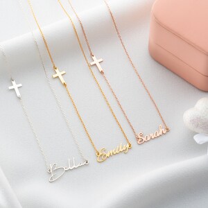 Custom Name Necklace With Cross Name Necklace Personalized Cross ...