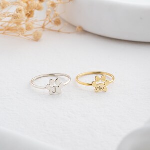 Custom Paw Print Ring Dainty Dog Paw Ring Personalized Dog Memorial ...