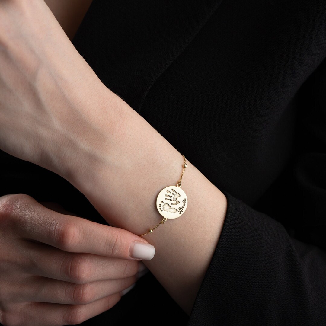 Baby Footprint Bracelet Personalized Baby Handprint Bracelet Custom ...