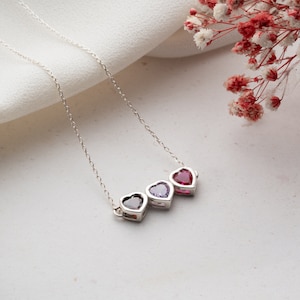 Dainty Birthstone Heart Necklace With Birthstone Necklace With Heart ...