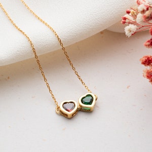 Dainty Birthstone Heart Necklace With Birthstone Necklace With Heart ...