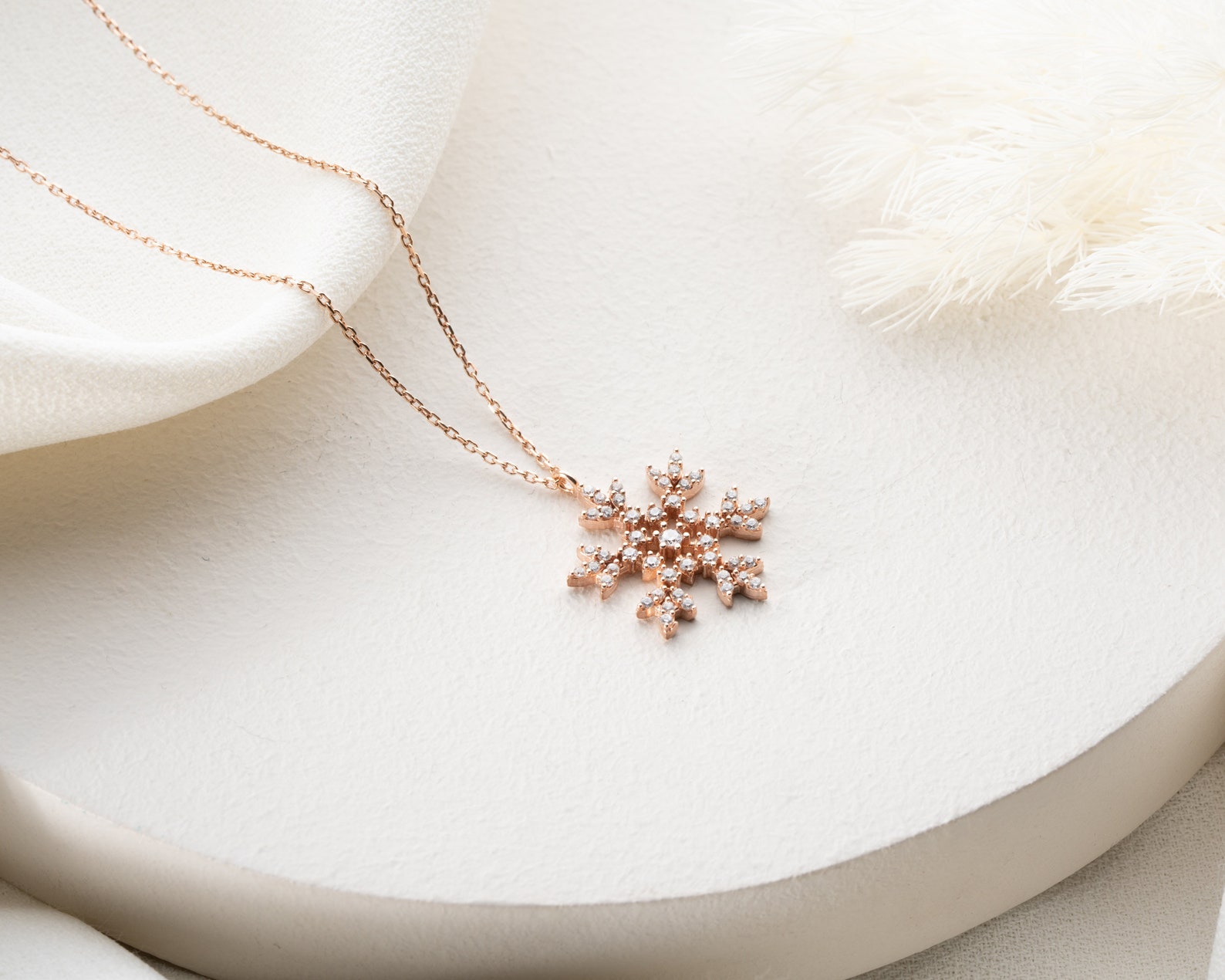 Dainty Gold Snowflake Necklace Sterling Silver Snowflake Pendant Silver ...