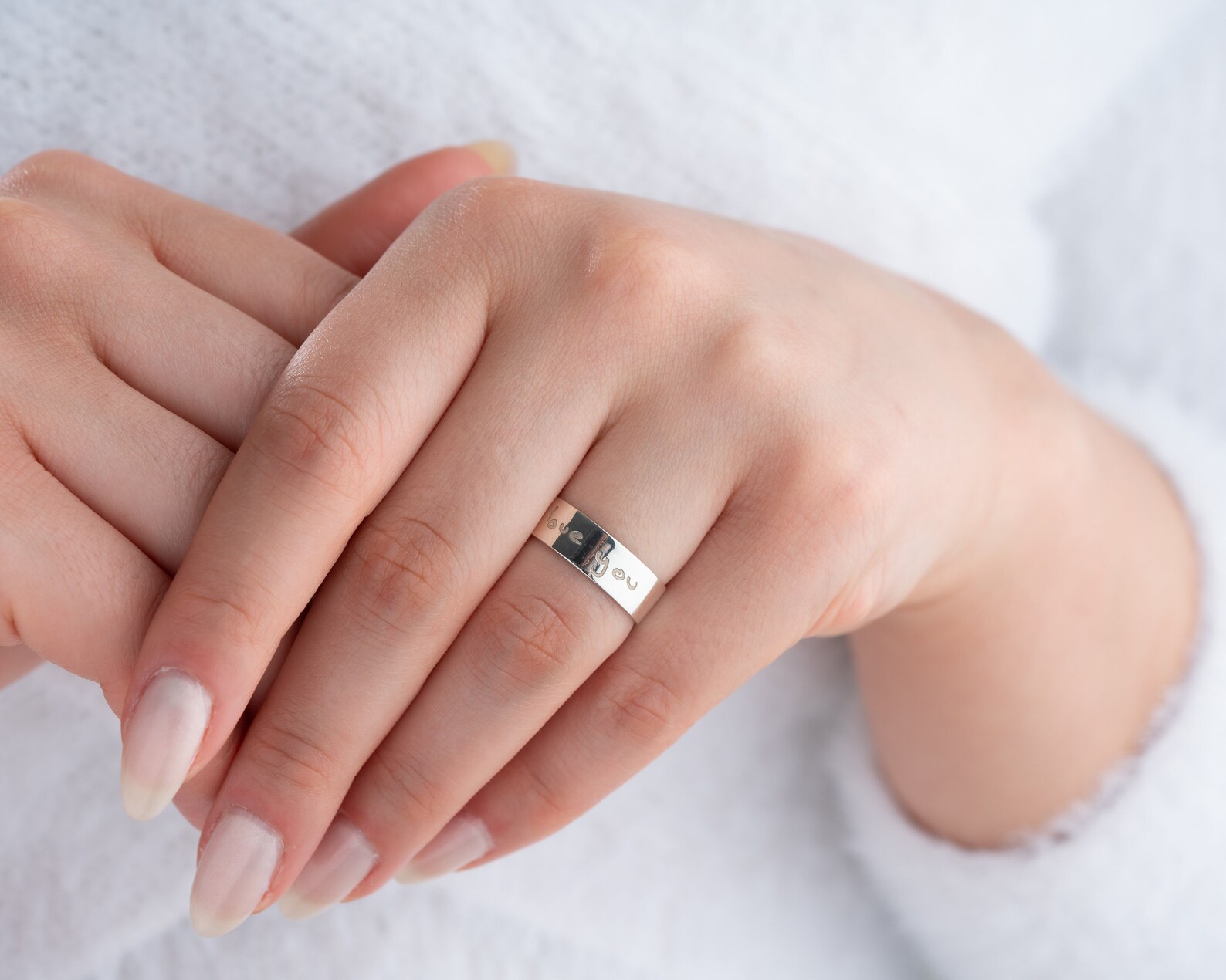 Actual Handwriting Band Ring Custom Handwriting Ring Engraved Handwriting Ring Personalized ...