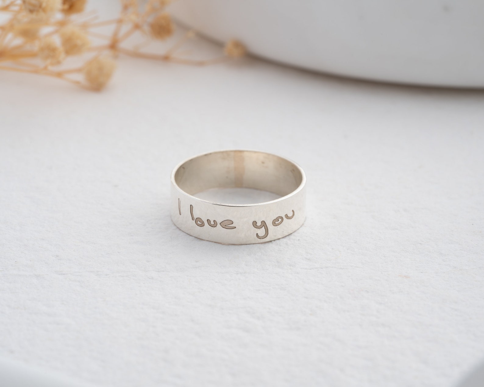 Actual Handwriting Band Ring Custom Handwriting Ring Engraved ...