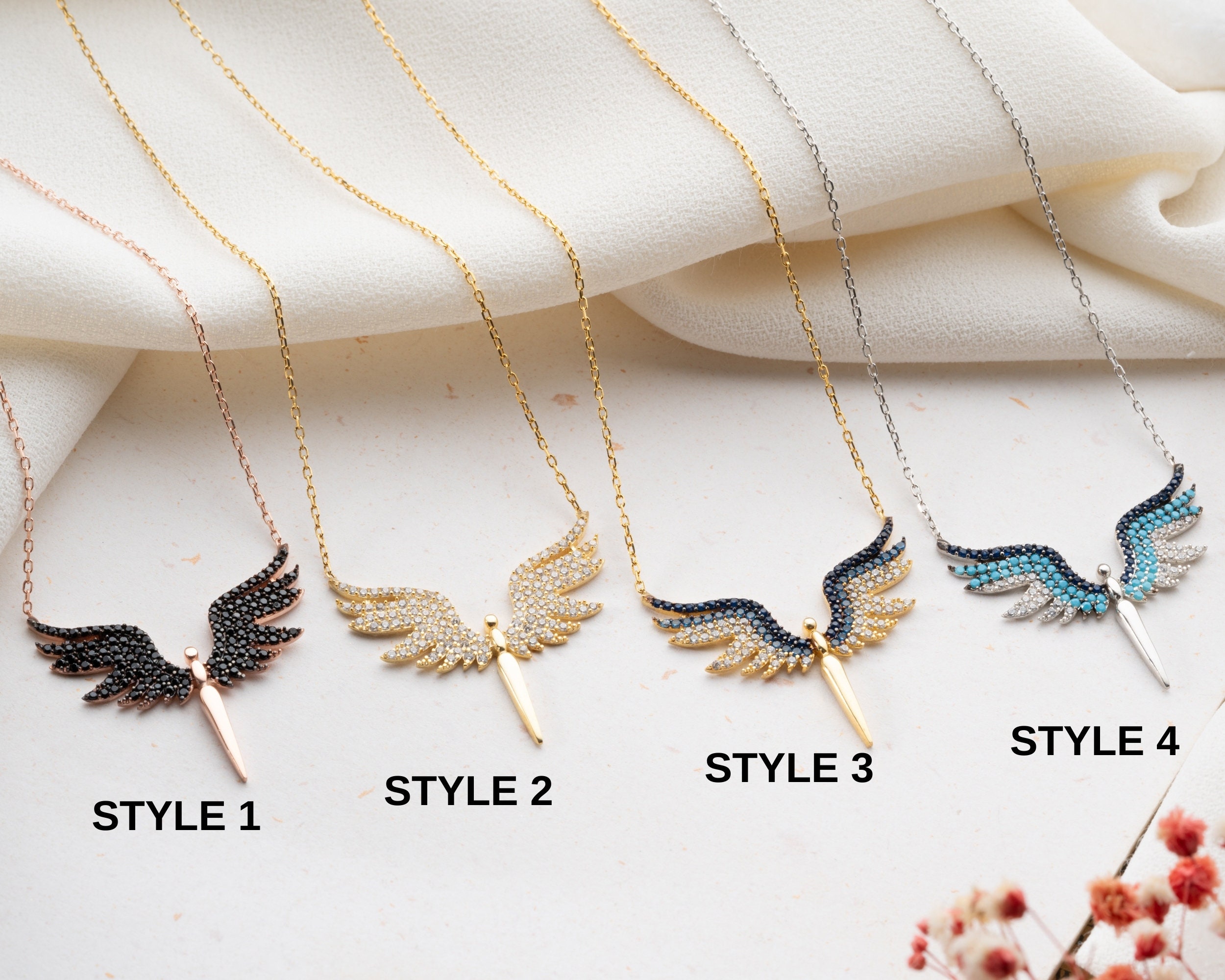 Dainty Gold Archangel Michael Necklace Guardian Angel Wings Necklace St ...
