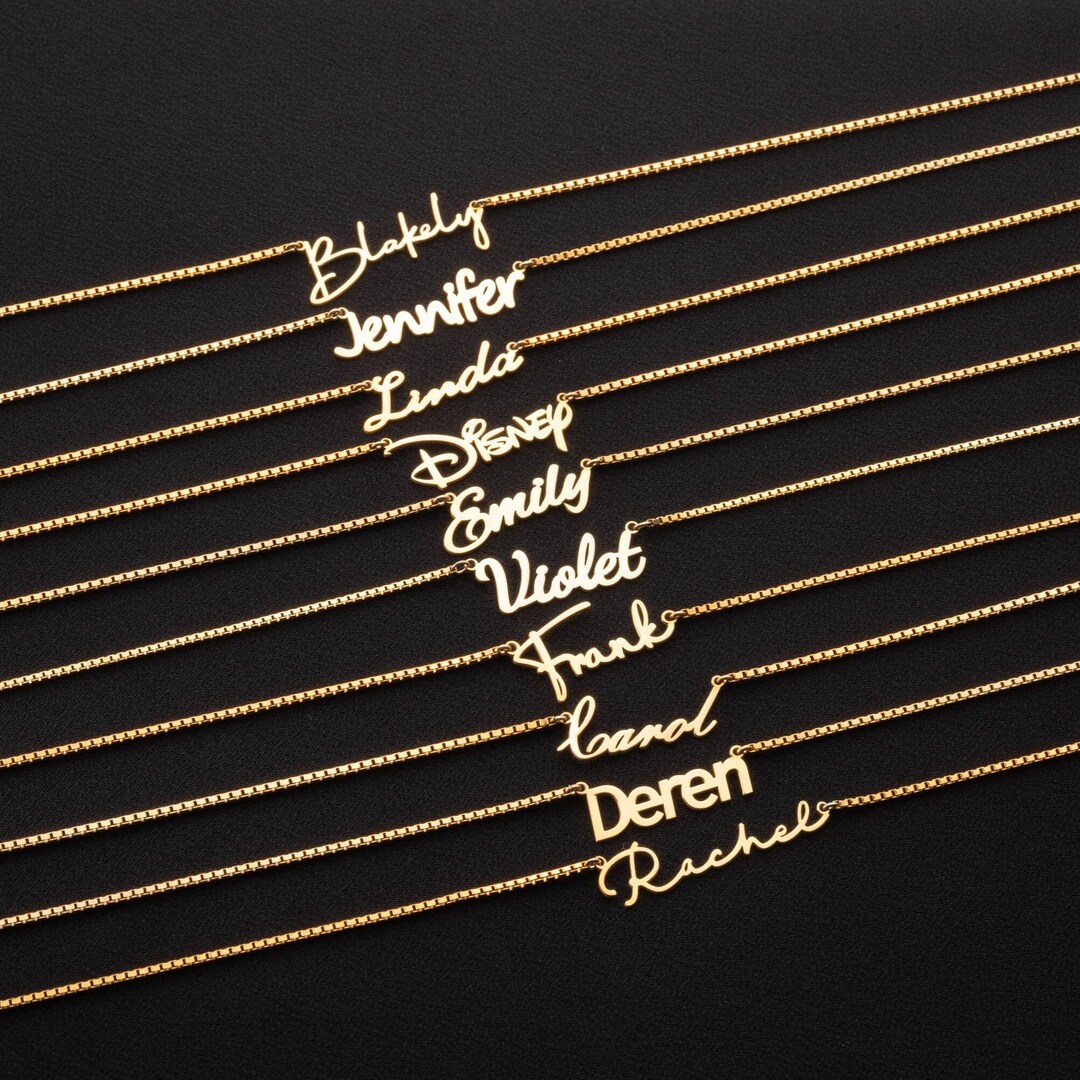 Personalized Name Gold Necklace 925 Sterling Silver Nameplate Necklace ...