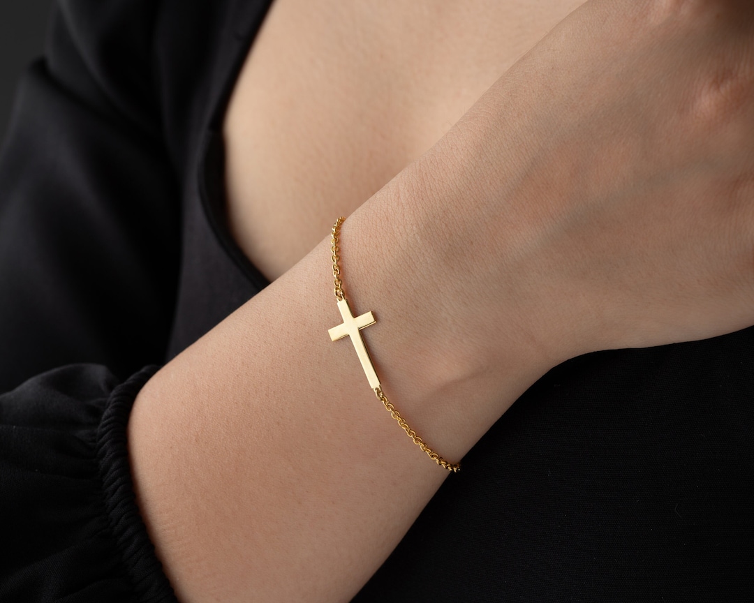 Silver Cross Bracelet Women Christening Bracelet Jesus Bracelet Bible Verse Bracelet Christian ...