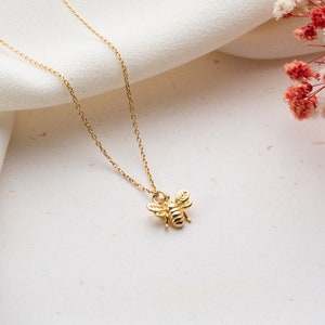 Gold Bee Necklace Dainty Bee Necklace Silver Bee Necklace Bumble Bee ...
