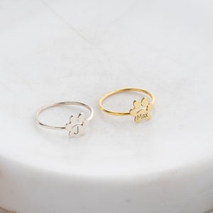 Custom Paw Print Ring Dainty Dog Paw Ring Personalized Dog Memorial ...