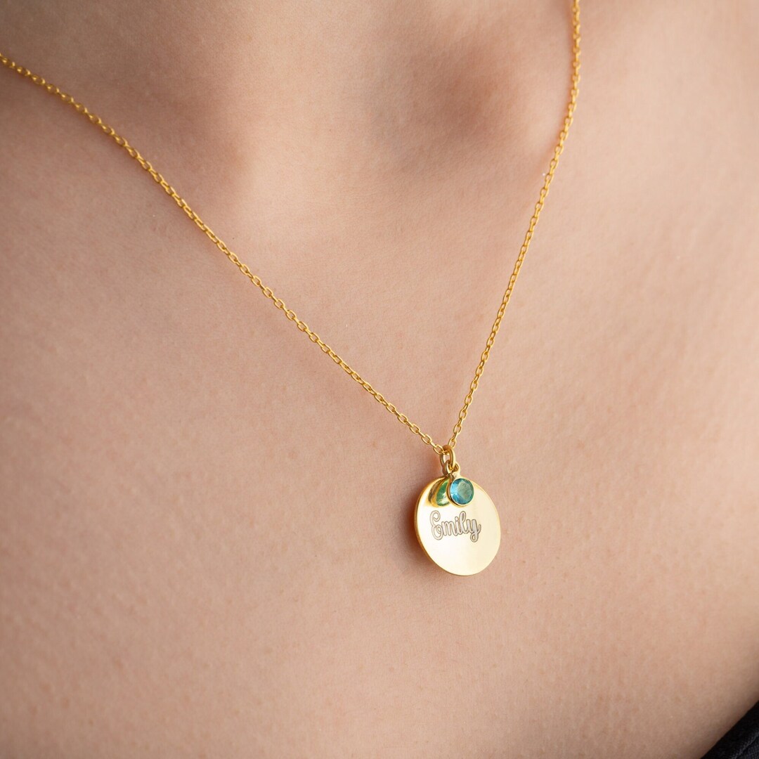 Name and Birthstone Necklace With Name Birthstone Name Necklace ...
