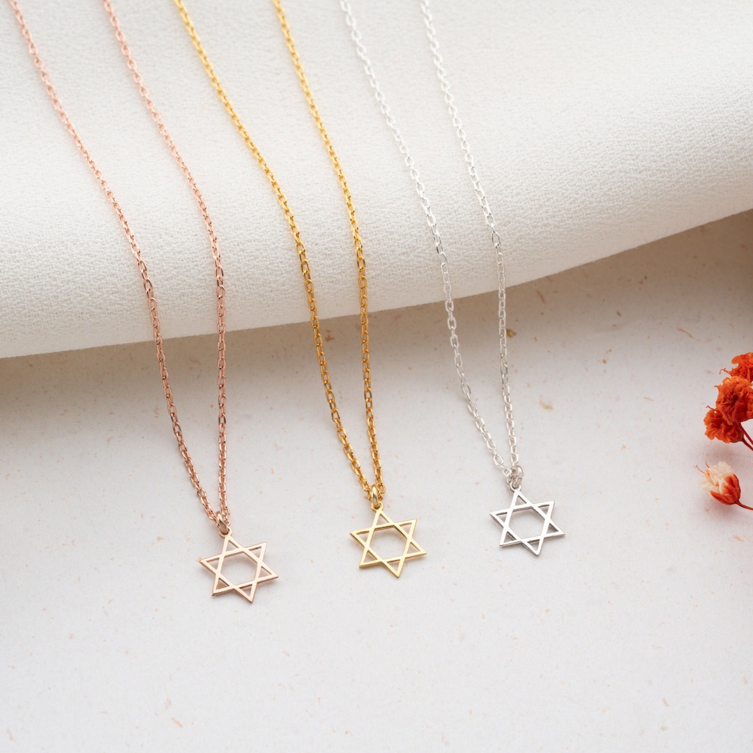 Dainty Star of David Necklace Women Gold Magen David Necklace Silver ...