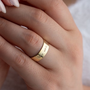 Actual Handwriting Band Ring Custom Handwriting Ring Engraved Handwriting Ring Personalized ...