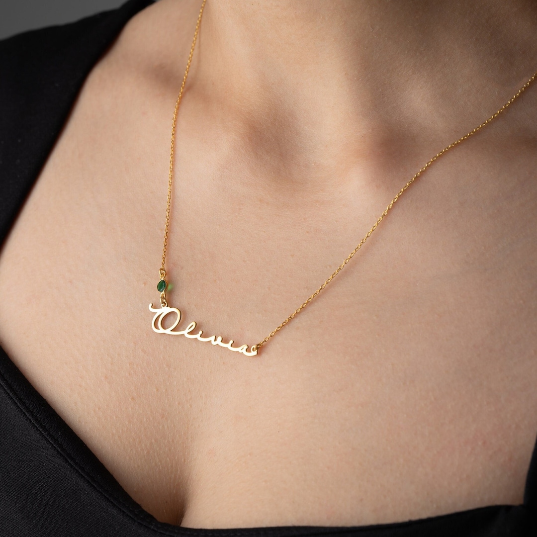 Name and Birthstone Necklace With Name Birthstone Name Necklace ...