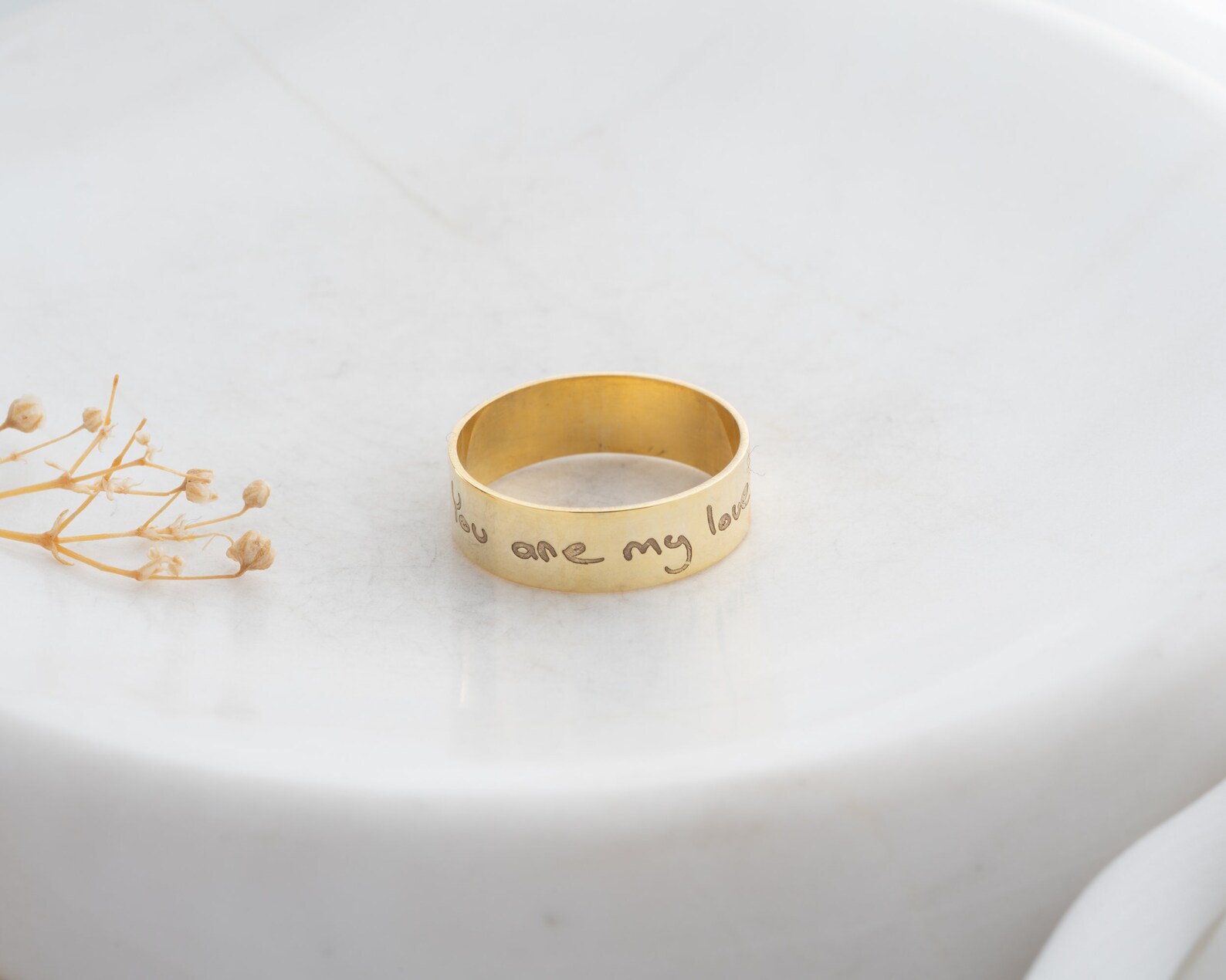 Actual Handwriting Band Ring Custom Handwriting Ring Engraved ...